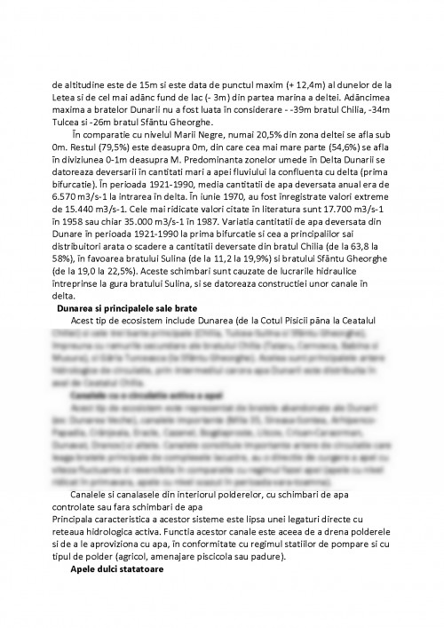 Referat: Prezentarea hidrologică și hidrogeologică a deltei Dunării și ...