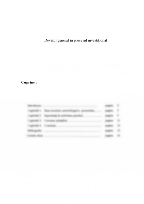 Referat: Devizul General în Procesul Investițional (#376561)