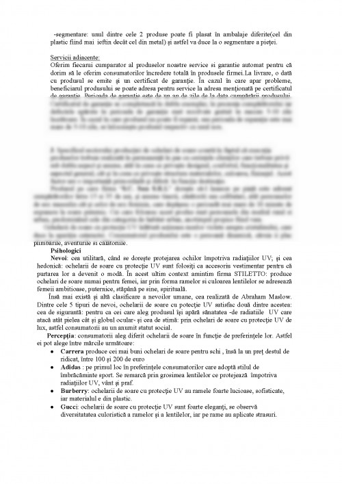 Referat: Plan de Produs - Ochelari de Soare (#377228)