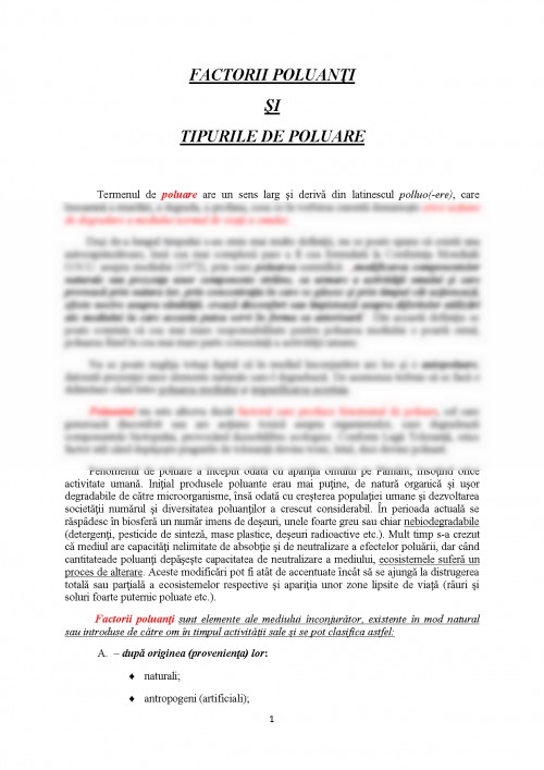 Referat: Factori poluanți și tipuri de poluare (#378027)