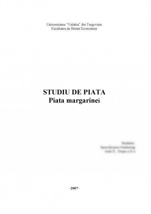 Referat: Studiu de piață - margarina (#378505)