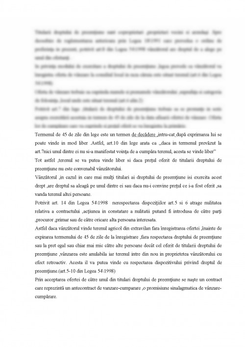 Referat: Dreptul de Preemțiune în Contractul de vanzare-cumparare (#379498)