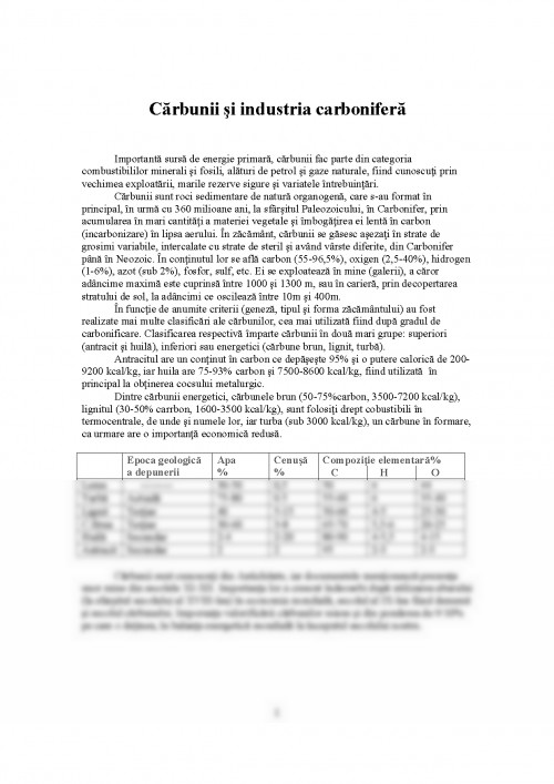 Referat: Cărbunii și Industria Carboniferă (#379547)