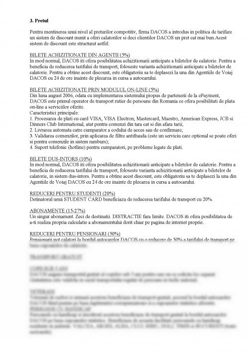 Referat: Mixul de Marketing al unei Firme de Transport - Dacos (#379727)