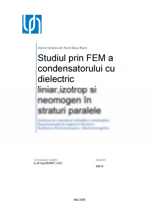 Referat: Studiul prin FEM a Condensatorului cu Dielectric Liniar ...
