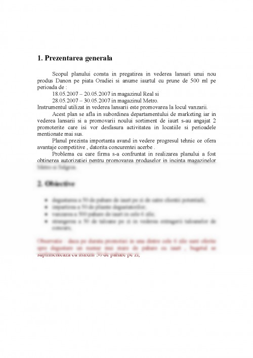 Referat: Plan de Marketing pentru Iaurtul Danone (#381284)