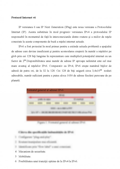 Referat: Protocolul Internet Versiunea 6 - IPv6 (#381338)