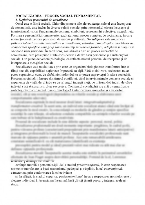 Referat: Socializarea - Proces Social Fundamental (#382178)