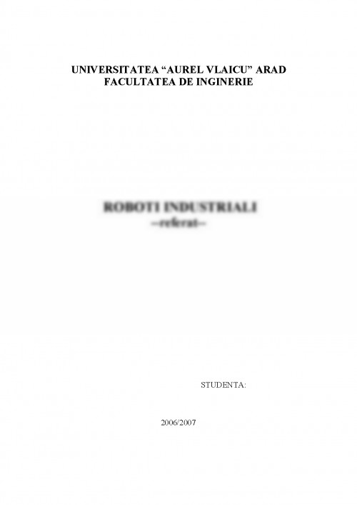 Referat: Roboți industriali (#382226)
