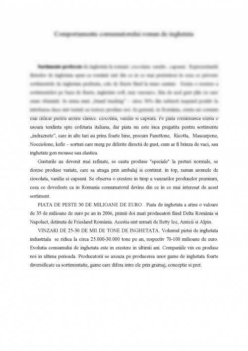 Referat: Comportamentu consumatorului român de înghețată (#382261)
