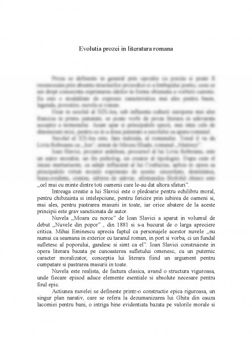 Referat: Evoluția prozei în literatura română (#382382)