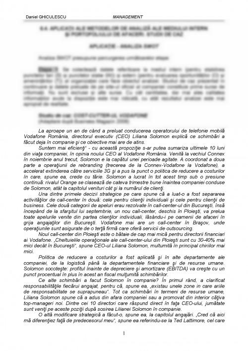 Seminar: Aplicații ale Metodelor de Analiză ale Mediului Intern și ...