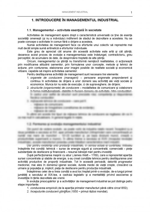 Curs: Introducere în Managementul Industrial (#384125)