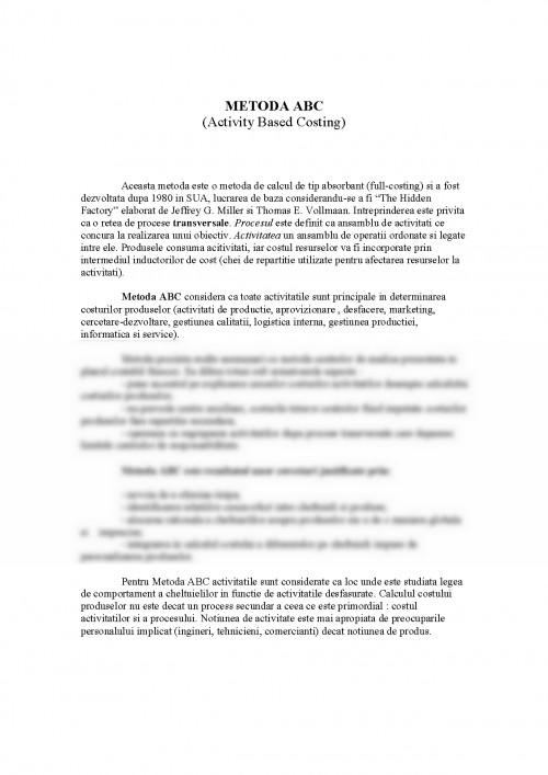 Referat: Metoda ABC - Activity Based Costing (#384532)
