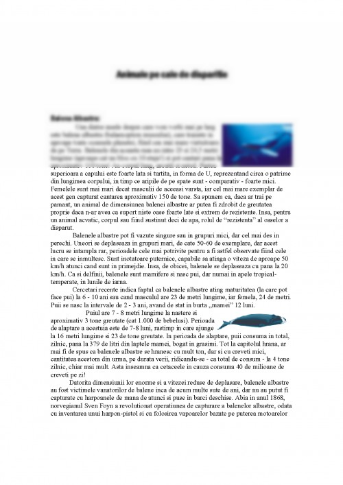 Referat: Animale pe cale de dispariție (#384598)