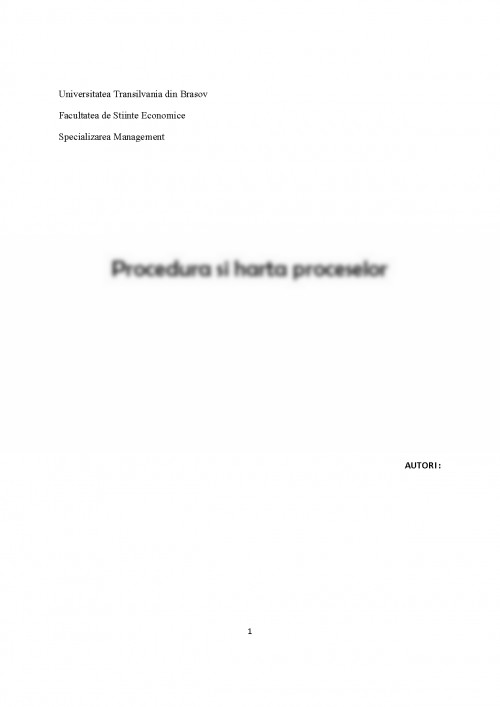 Referat: Managementul calității - procedură și harta proceselor (#385067)