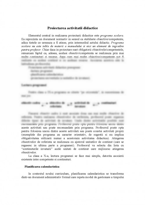 Curs: Proiectarea activității didactice (#385132)