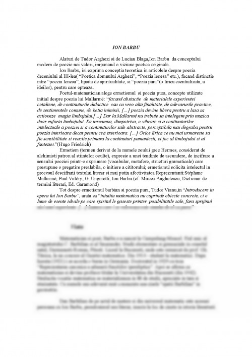 Referat: Ion Barbu (#385216)