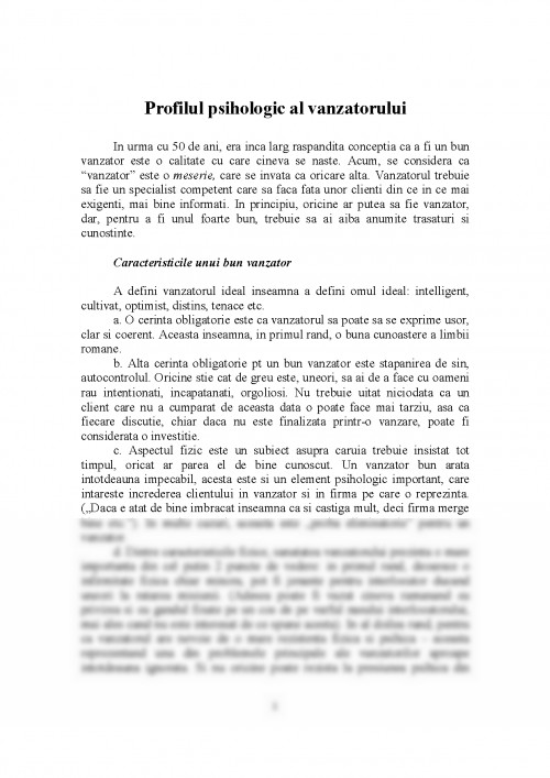 Referat: Profilul psihologic al vânzătorului (#386099)