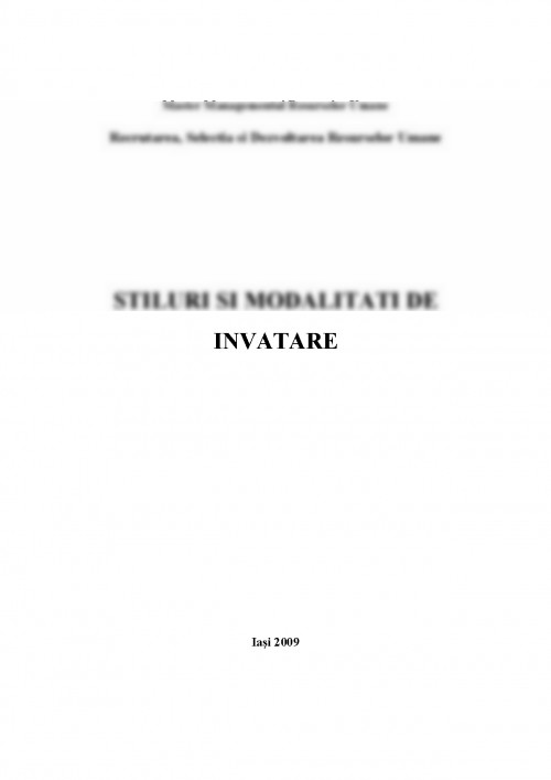 Referat: Stiluri și modalități de învățare (#386685)