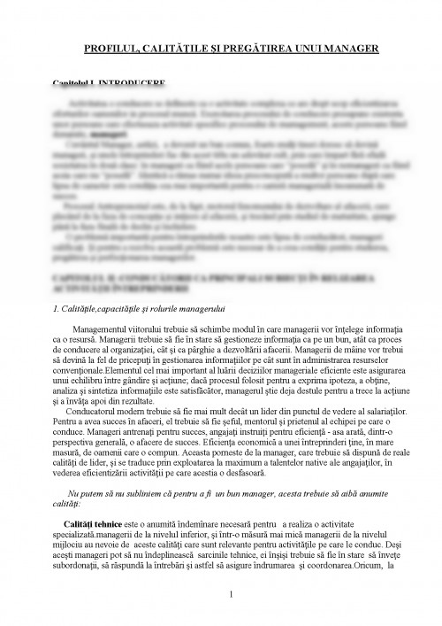 Referat: Profilul, calitățile și pregătirea unui manager (#386875)