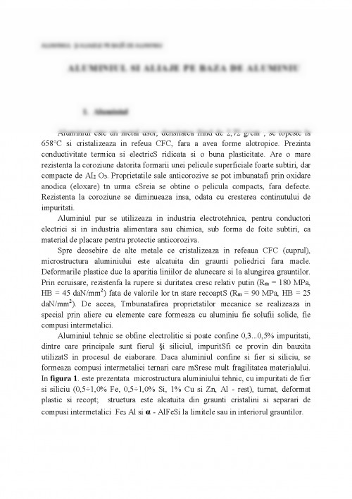 Referat: Aluminiul și aliaje pe bază de aluminiu (#386965)