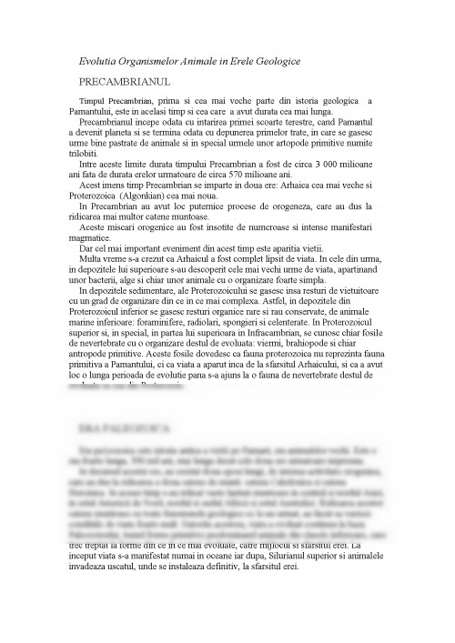 Referat: Evoluția organismelor animale în erele geologice (#388755)