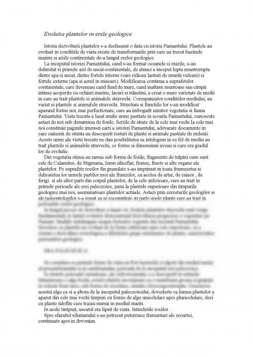 Referat: Evoluția plantelor în erele geologice (#388756)