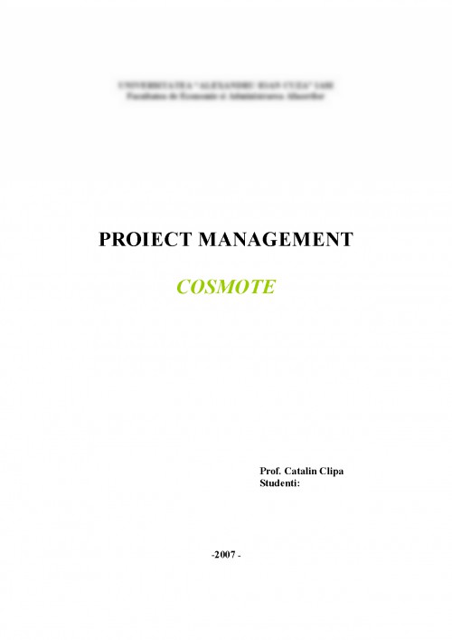 Referat: Proiect Management Cosmote (#388825)