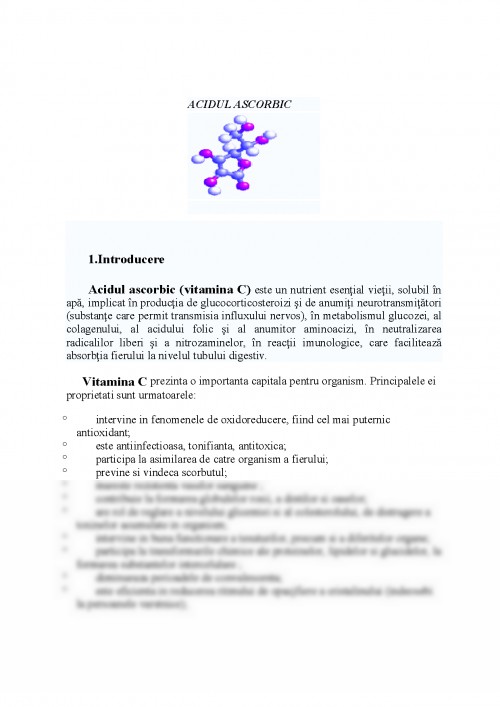 Referat: Vitamina c - acidul ascorbic (#389236)