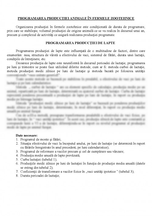 Referat: Programarea Producției de Lapte (#389359)
