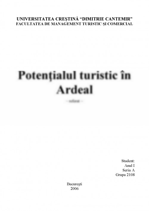 Referat: Potențialul Turistic în Ardeal (#389596)