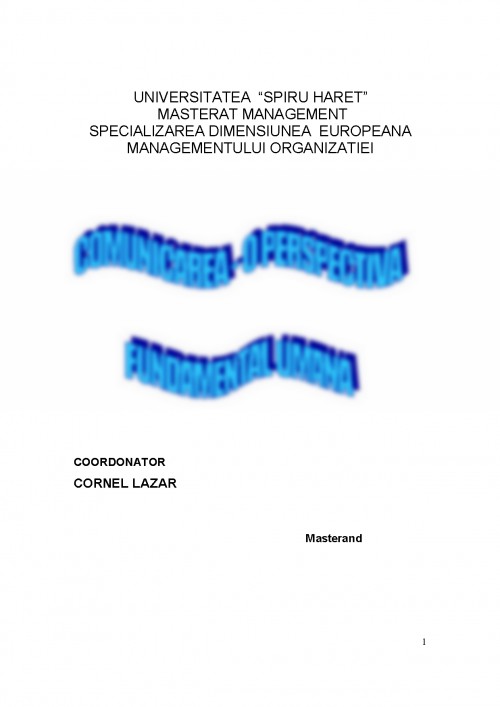 Referat: Comunicarea - o perspectivă fundamental umană (#390047)