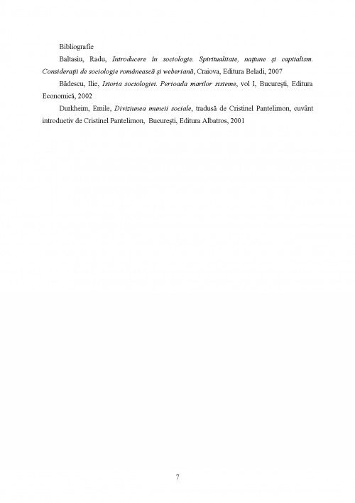 Referat: Diviziunea Muncii - Durkheim (#390061)