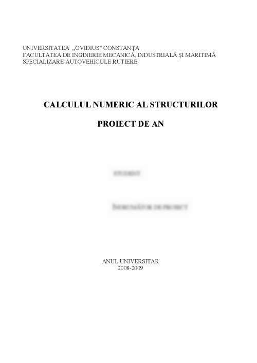 Referat: Proiect Calcul Numeric al Structurilor (#390205)
