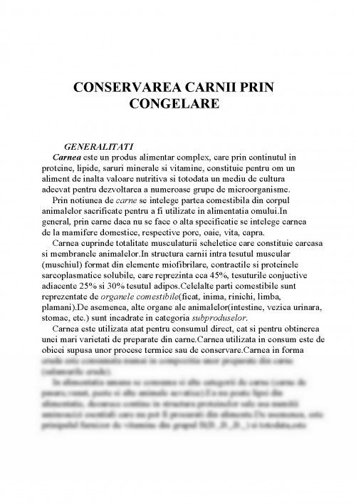 Referat: Conservabilitatea cărnii prin congelare (#390816)