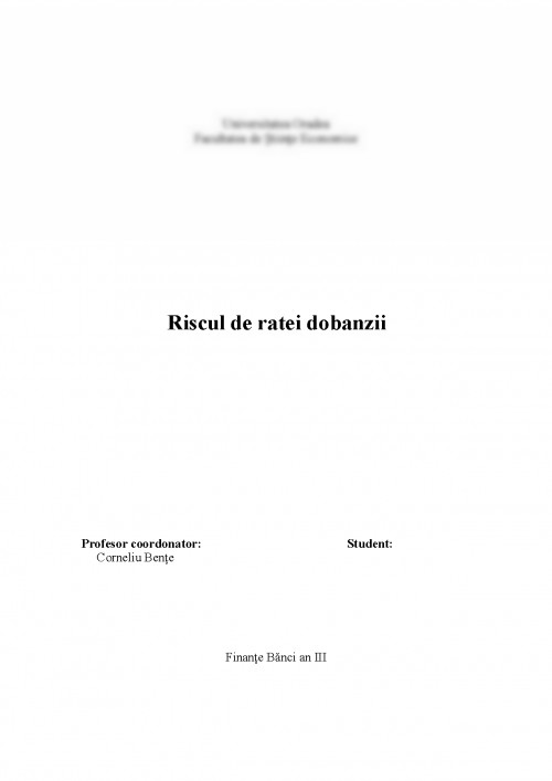 Referat: Riscul ratei dobânzii (#391034)