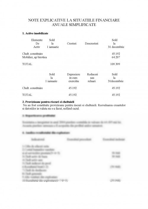 Referat: Note explicative la situațiile financiare anuale simplificate ...