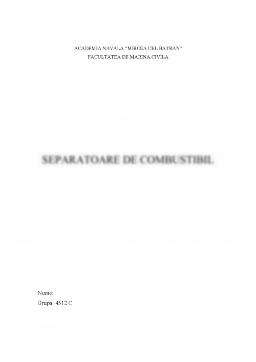 Referat: Separatorul de Combustibil (#391675)