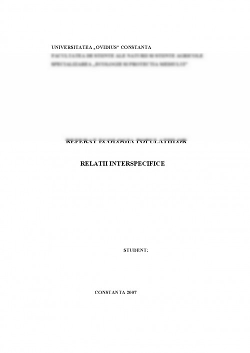 Referat: Relații interspecifice (#393136)
