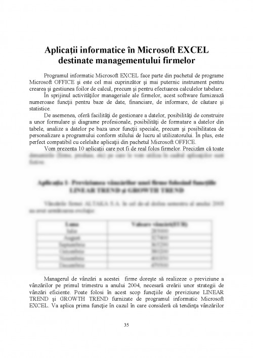 Referat: Aplicații Informatice în Microsoft Excel Destinate ...