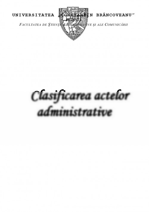 Referat: Clasificarea Actelor Administrative (#394616)