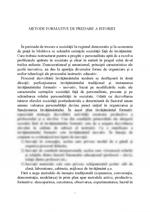 Referat: Metode Formative de Predare a Istoriei (#395106)