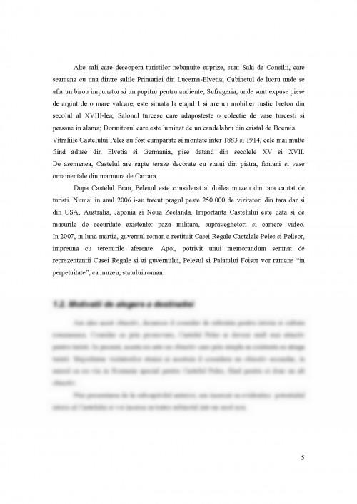 Referat: Propunerea și promovarea unui produs turistic - Castel Peleș ...