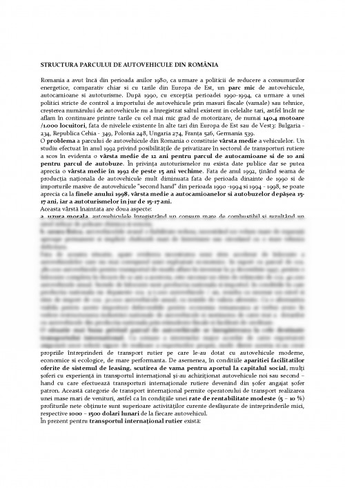 Referat: Structura Parcului de Autovehicule din România (#396824)