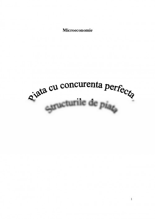 Referat: Piața cu concurență perfectă (#400084)