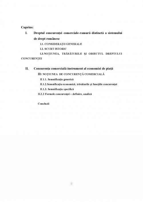 Referat: Dreptul Concurenței Comerciale - Ramură Distinctă a Sistemului ...