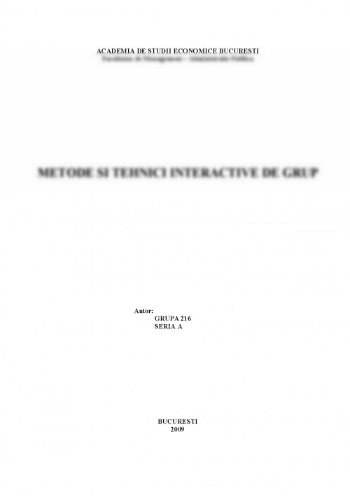 Referat: Metode și Tehnici Interactive de Grup (#400289)
