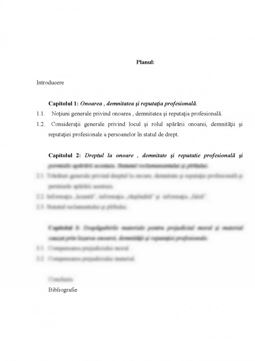 Referat: Onoarea, demnitatea și reputația profesională (#401260)