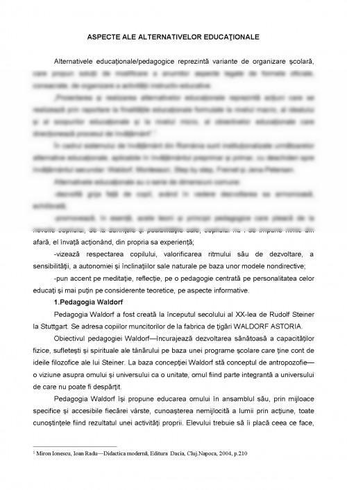 Referat: Aspecte ale Alternativelor Educaționale (#401550)